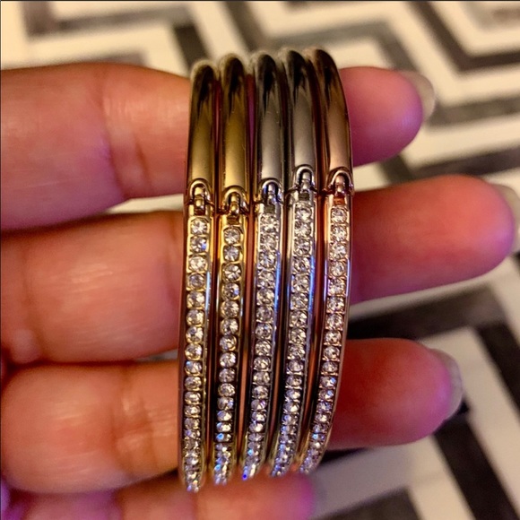 Nadri | Jewelry | Nadri Bombe Single Row Pav Bangle Silver | Poshmark